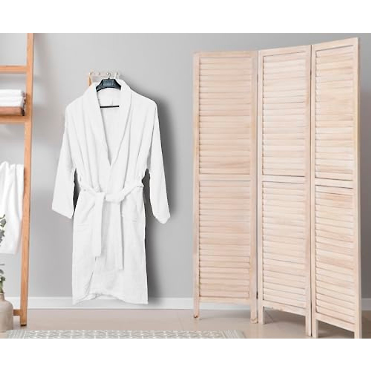 STF Linen Shawl collar Bathrobe Unisex Pack of One Pc, Cotton Robes, Terry Cloth Robes, Towel Bathrobe, Lightweight, Spa Robes