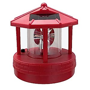 Erthree Garden Solar Lights, Outdoor LED Solar Lighthouse, Durable Rotatable Waterproof Solar Lights for Pathway (red - L)