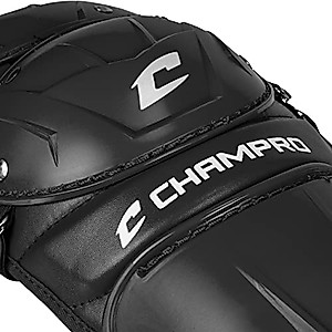 CHAMPRO Optimus MVP Double Knee Baseball Catcher’s Leg Guards, 14.5" Length, Black, CG104B