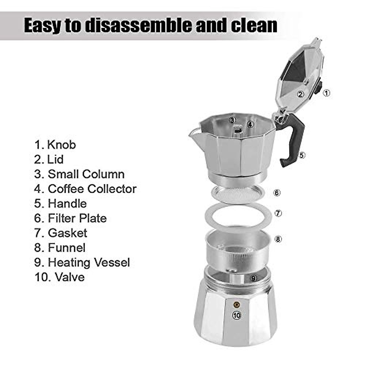 L7HWDP Stovetop Espresso Maker 3 Cup Moka Pot, Full Body Espresso,Classic Italian Style Espresso Cup,Easy to Operate & Quick Cleanup Pot