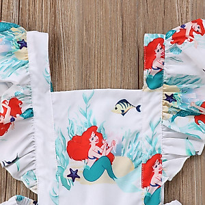 Baby Girls Rompers, Mermaid Sea World Pattern Flower Edge Bodysuit and Solid Basic Style Rompers Outfits Clothes (white dress, 4-5T)