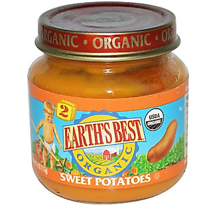 Earth's Best Organic Baby Food Jars, Stage 1 Vegetable Puree for Babies 4 Months and Older, Organic Sweet Potatoes, 4 oz Resealable Glass Jar