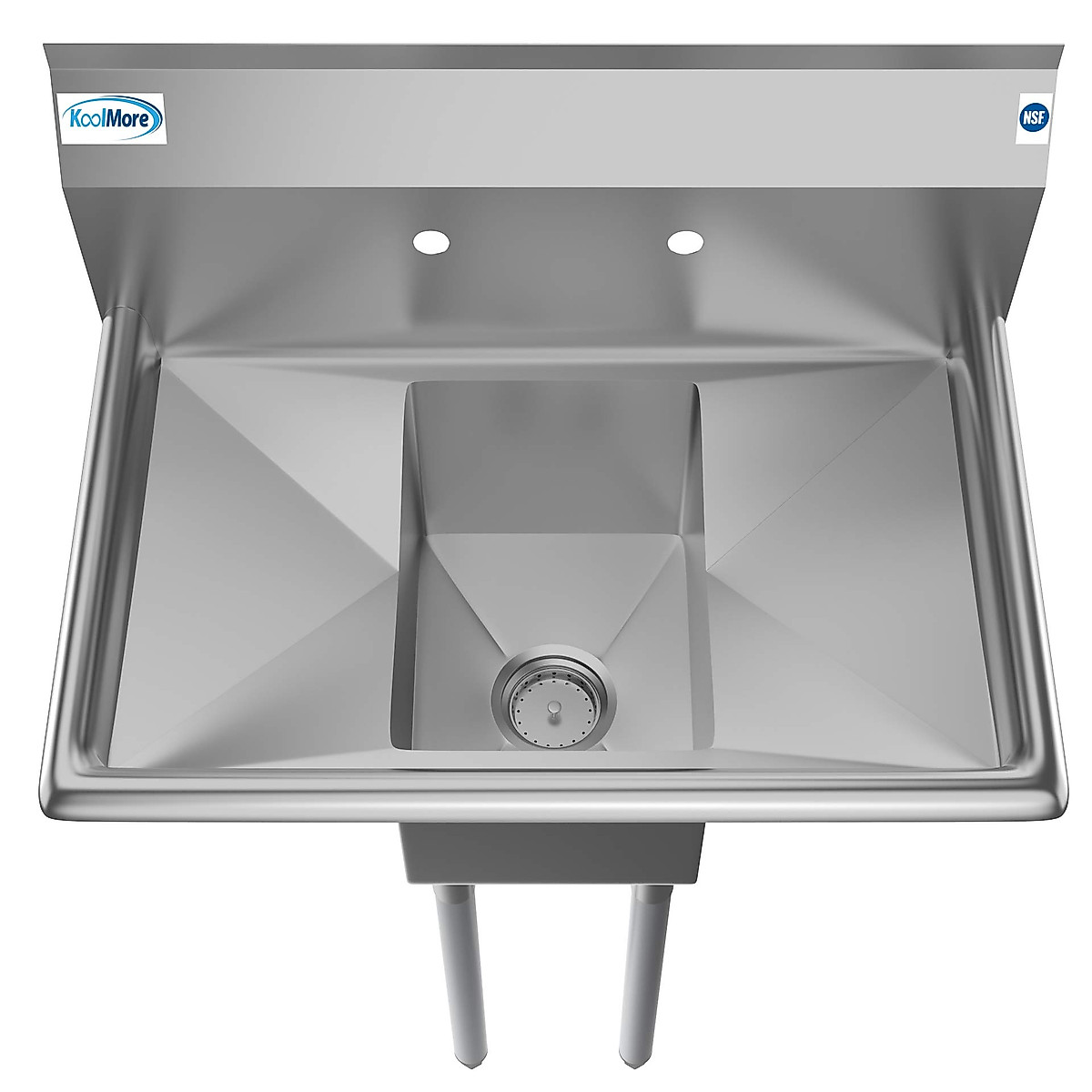 KoolMore - SA101410-10B3 1 Compartment Stainless Steel NSF Commercial Kitchen Prep & Utility Sink with 2 Drainboards - Bowl Size 10" x 14" x 10", Silver