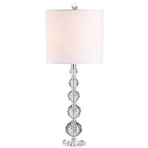 JONATHAN Y JYL5002A-SET2 Nala 28.5" Crystal LED Table Lamp Transitional Glam Bedside Desk Nightstand Lamp for Bedroom Living Room Office College Bookcase LED Bulbs Included, Clear/Chrome (Set of 2)