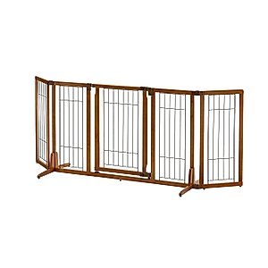 Richell Wide Premium Plus Freestanding Pet Gate with Door, 55" to 84" Wide Dog Gate