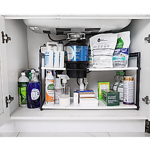 Bee Neat Under Sink Shelf Organizer for Bathroom or Kitchen - Kitchen Under Sink Organizers and Storage - 2 Tier Expandable Cabinet Storage