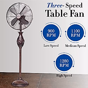 DecoBREEZE DBF0611 Pedestal Standing Floor Fan, 16-Inch, Fleur De Lis