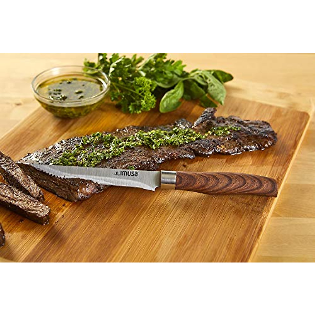 Imusa USA IMU-73056 4.5" Stainless Steel Steak Knife with Woodlook Handle