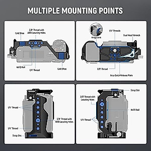 NEEWER ZV-E1 Camera Cage with HDMI Cable Clamp, NATO Rail 3/8" ARRI Locating Holes 1/4" Threads, Arca Type Base, Metal Video Rig Compatible with Sony ZV-E1 Compatible with DJI RS RSC, Black, CA025