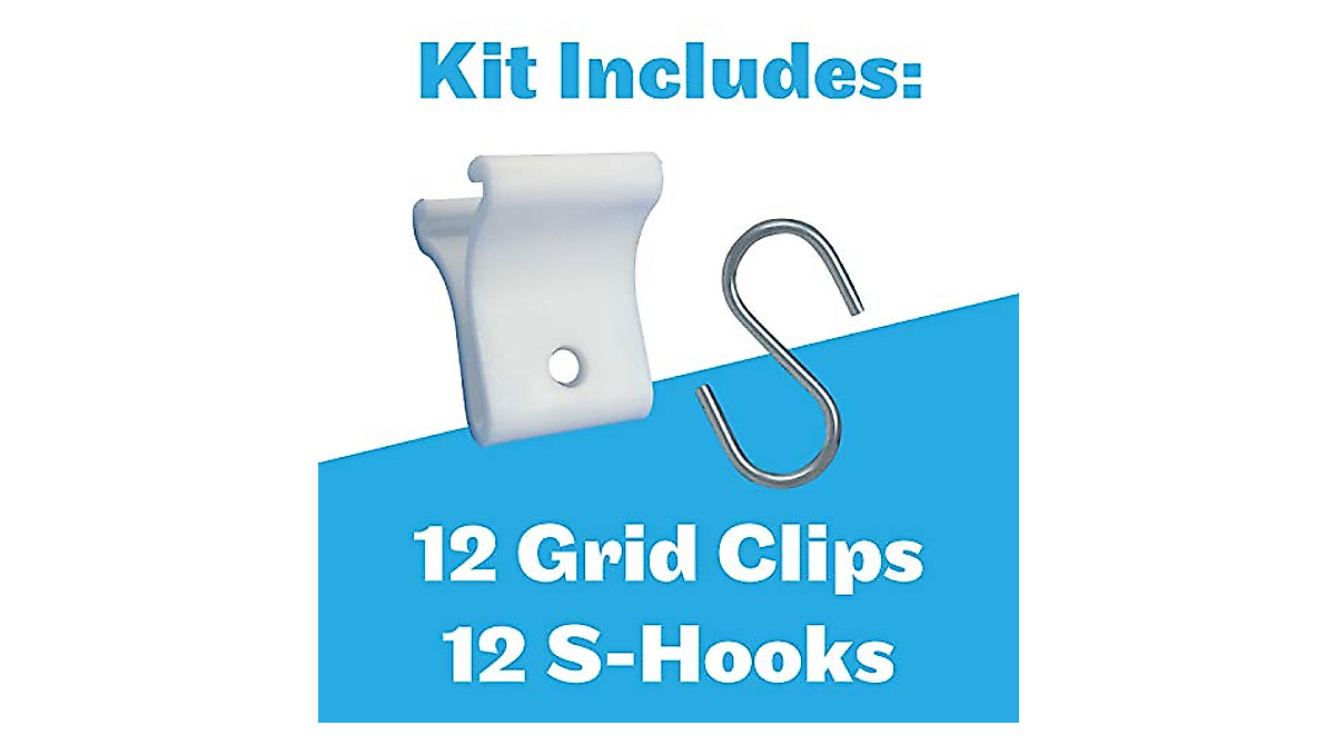 SHARP TANK White Grid Clips & S-Hooks 24 Pc Kit for Drop Ceilings