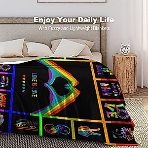 LGBT Blanket Gay Pride Throw Rainbow LGBT Colorful Flannel Soft Warm Blankets Lightweight Fuzzy Plush for Men Women LGBT Gifts 50"x60"