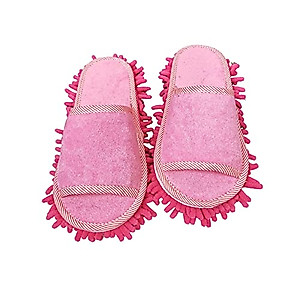 figatia Lazy Mop Slippers Cleaning Sandals Comfortable Cleaner Unisex Silent Mopping Slippers Cleaning Shoes for Floor Polishing Bedroom Bathroom, Pink