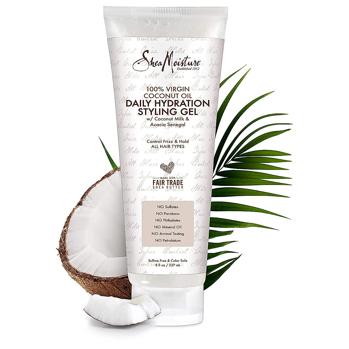 Shea Moisture 100 Percent Virgin Coconut Oil Daily Hydration Styling Gel for Unisex, 8 Ounce (Packaging may vary)