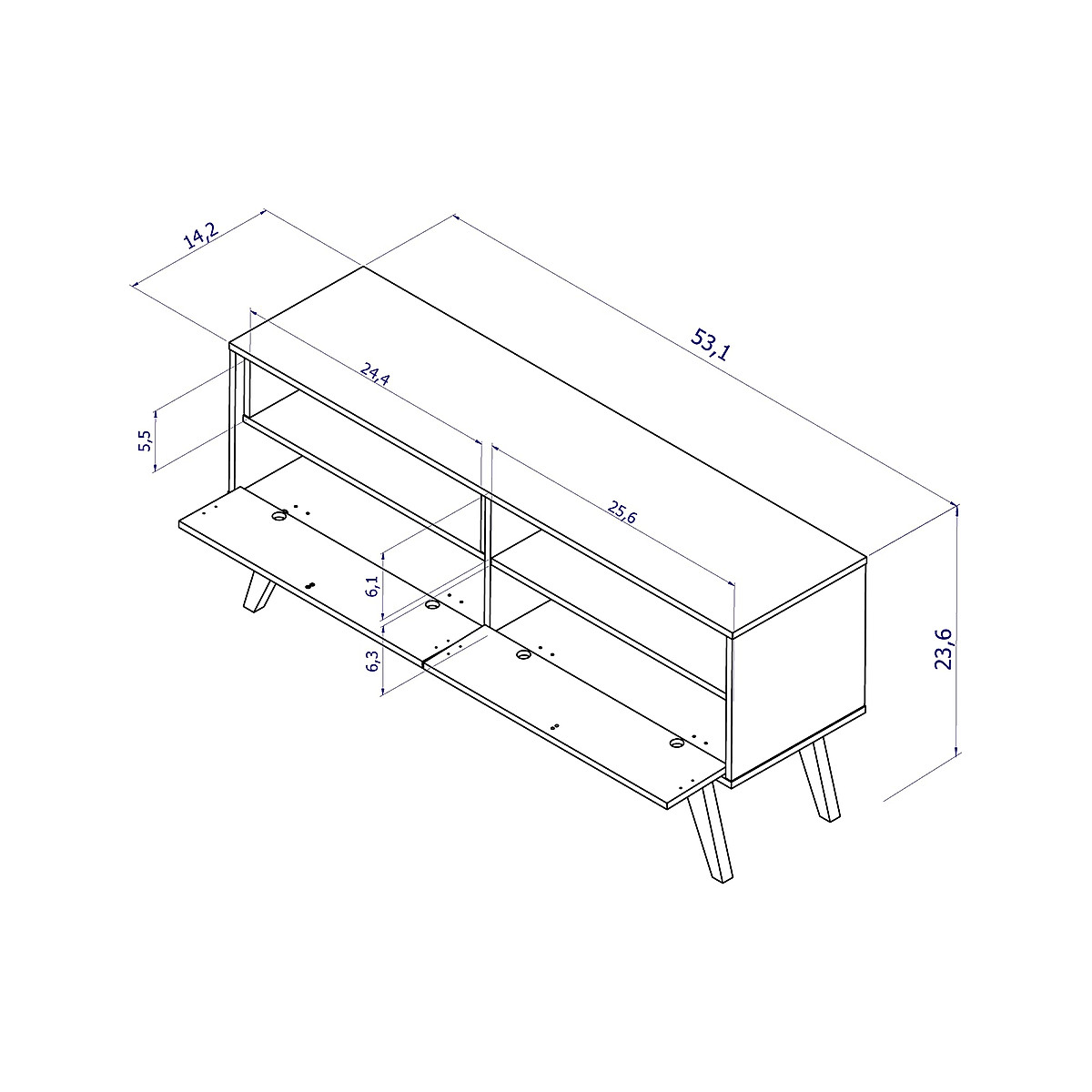 Boahaus Milwaukee Black Matte TV Stand - Mid-Century Modern Entertainment Center for TVs up to 55" - Durable Manufactured Wood - Ample Storage Cabinets