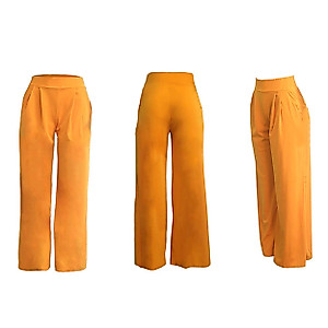 NRTHYE Womens Palazzo Long Pants High Waist Wide Leg Stretchy Loose Fit Casual Trousers with Pocket