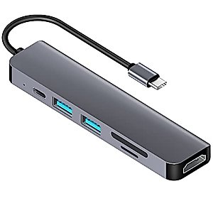 Btstring USB C Hub, 6 in 1 Type C to HDMI Multiport Adapter with HDMI 4K Output, 2 USB Ports, SD/TF Card Reader, USB-C Power Delivery, Compatible with MacBook, XPS More USB C Devices