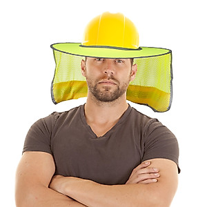 Hard Hat Sun Shield - High Visibility, Reflective, Full Brim Mesh Sun Shade Protection, Hard Hat Shade, Neck Shade, Hardhat Accessory (Yellow/Lime)