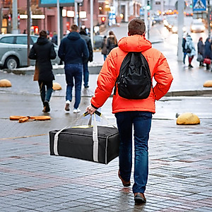 Semmiro Insulated Pizza Delivery & Warmer Bag, Breathable Silk-Floss Padding to Retain Heat & Release Steam, Waterproof Zipper Closure, Fits 3pcs 18" Pizza / 4pcs 16" Pizza, 21.5" x 19.75" x 8.5"