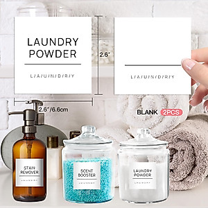 HVSWLY Laundry Labels for Jars,16 PCS Minimalist Laundry Room Labels,Removable Waterproof Cleaning Labels for Containers,Laundry Room Storage Organization,with 2 Blank Labels (White)