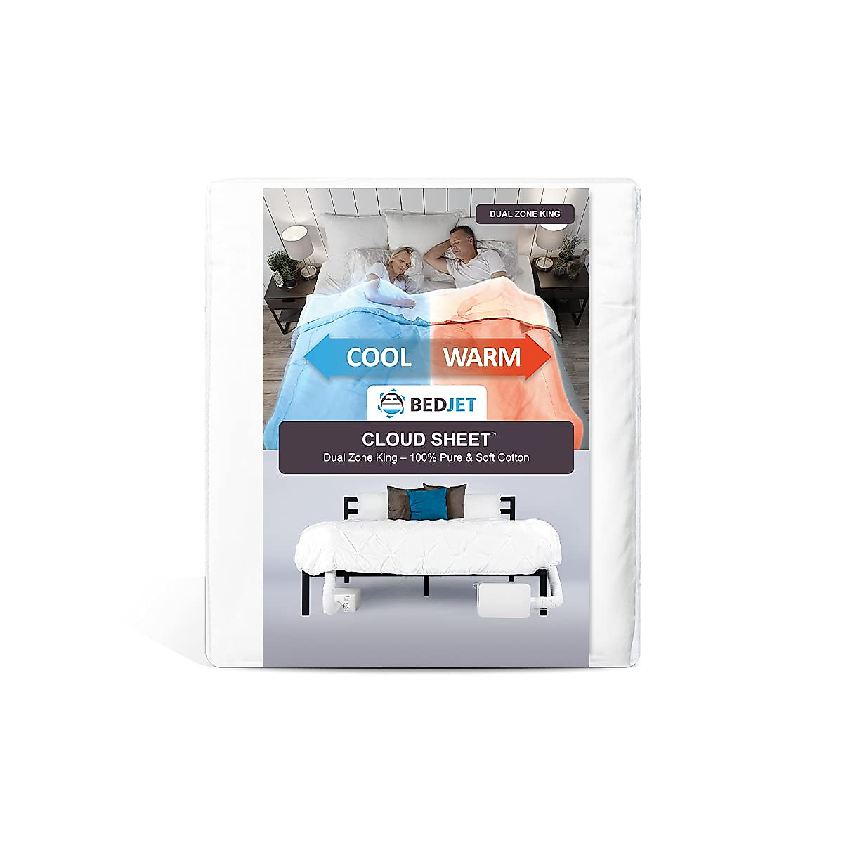 BedJet Cloud Sheet - Dual Zone King (Cooling, Heating & Climate Control just for Your Bed) White
