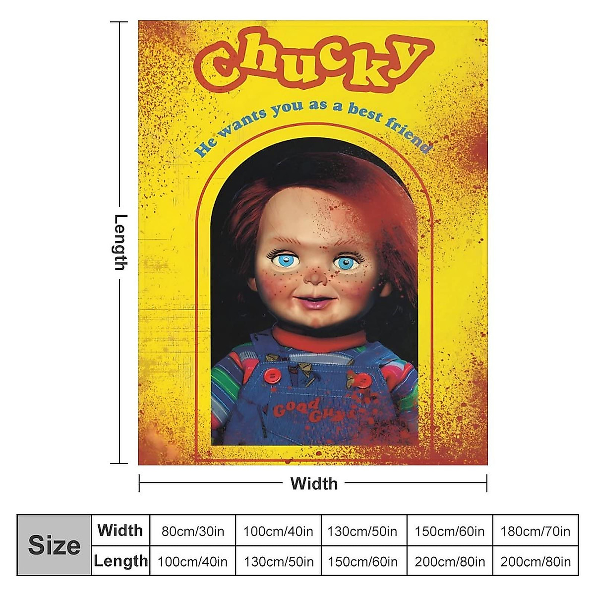 Childs Play Chucky Printed Flannel Blanket Lightweight Throw Blanket Ultra-Soft Micro Fleece Blanket Seasons Warm and Comfortable Plush BlanketTugeibec 30"x40"