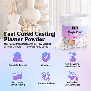 LET'S RESIN Resin Casting Powders 3000g, Fast Cured Casting Resin Kit for Beginners,20~30 Minutes De-Mold, Water Activated Plaster Powder Casting Kit for Resin Molds, Easy Mixing & Self Leveling