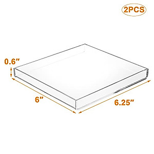 Beautyflier 2pcs Small Acrylic Tray, Digital Kitchen Scale Acrylic Tray, Cosmetic Storage Container for Vanity, Bathroom, Kitchen Cabinets