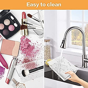 Modern-Depo 16 PCS Plastic Drawer Organizer Storage Bins Clear Drawer Dividers Trays for Makeup, Jewelry, Kitchen Untensils, Gadgets, Office, 5 Sizes