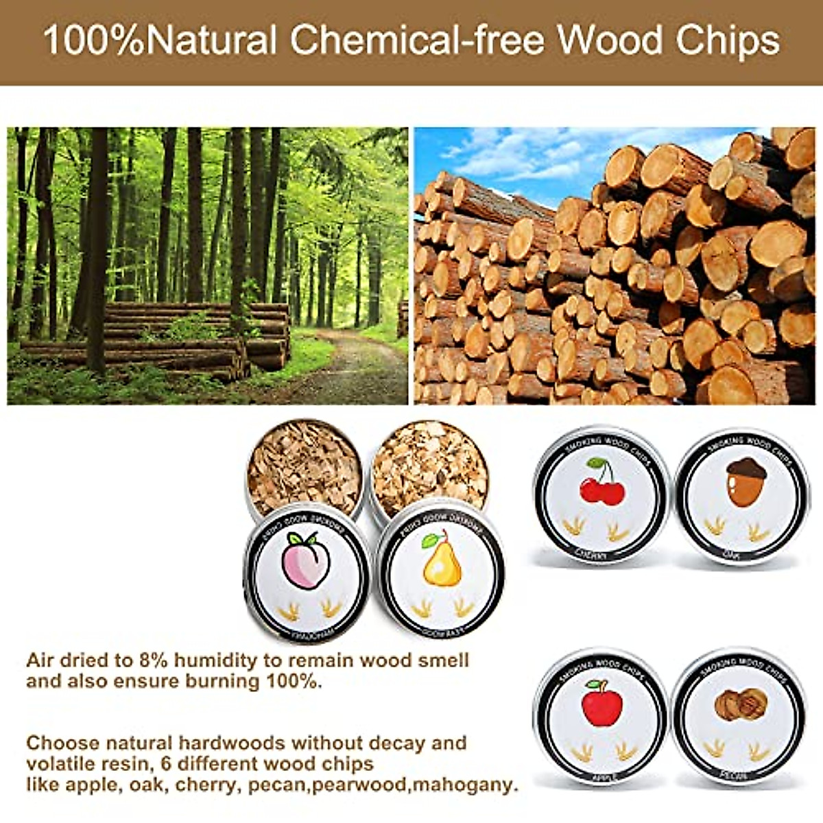 TXZRWH Cocktail Smoker Kit with Torch, Old Fashioned Bourbon & Whiskey Smoker Infuser Kit with 6 Flavors Wood Chips 4 Reusable Ice Cubes, Ideal Gifts for Husband, Dad, Men, Friend (No Butane)