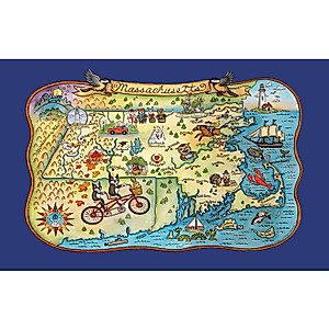 Kay Dee Designs F2160 Adventure Destinations Poster Style Tea Towel, Massachusetts