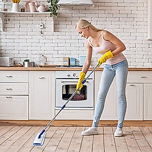 18" Professional Microfiber Mop Floor Cleaning System, Flat Mop with Stainless Steel Handle, 4 Reusable Washable Mop Pads, Wet and Dust Mopping for Hardwood, Vinyl, Laminate, Tile Cleaning