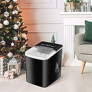 Ice Makers Countertop Ice Machine Maker Countertop for Home/Office/Camping/Mini/Small/Table Top/Tabletop/Electric with Spoon, 26.5 lbs in 24h