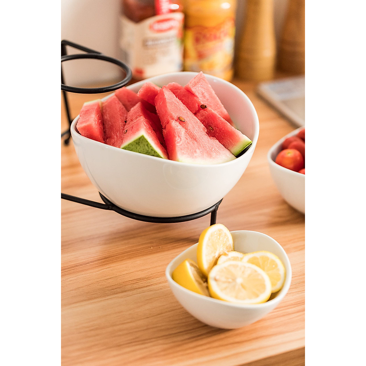 LAUCHUH 3 Tier Serving Tray, Chip and Dip Serving Set Oval Serving Bowl Set Serving Dish for Entertaining Easter Thanksgiving Christmas Dessert, Appetizer, Candy, Vegetable, Black