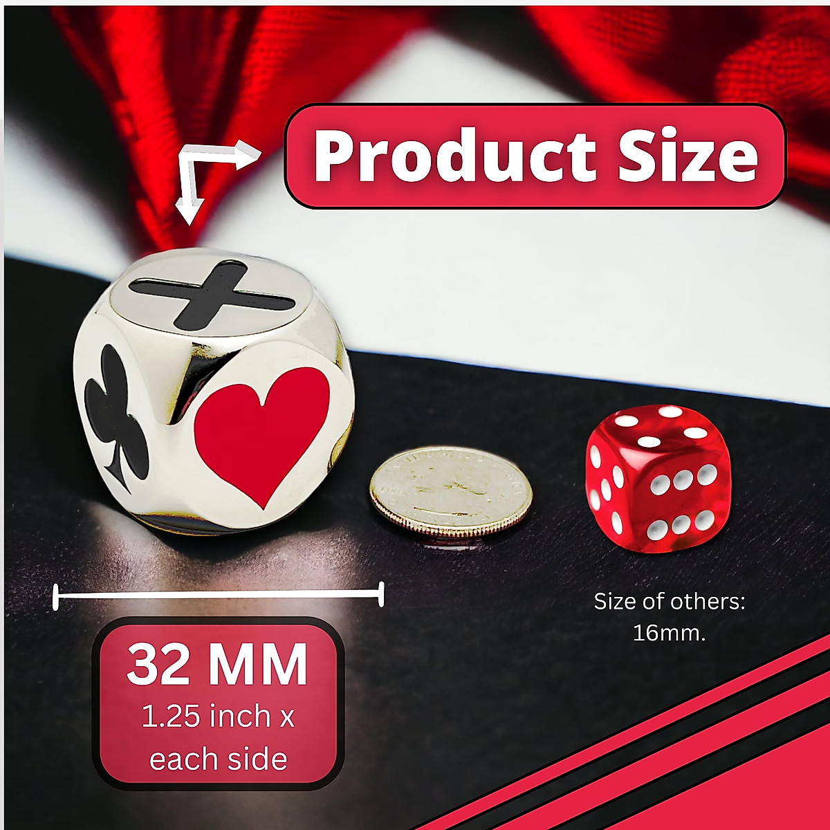 Luck Lab Premium Trump Marker/Indicator - for use with Euchre, Pinochle, Bridge and More - Comes with Black Velvet Storage Bag. (Silver)