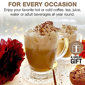 Eparé Clear Glass Coffee Mugs - 12 oz Clear Transparent Tea Cups & Coffee Glasses - Clear Coffee Mugs Set of 2 - Cappuccino Glass Mugs & Cup For Hot Beverages With Handle