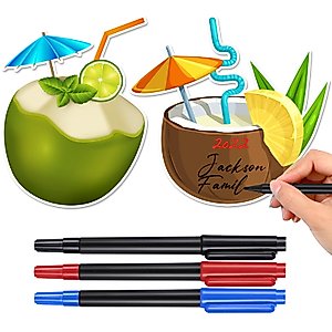 2 Pcs Cruise Door Magnetic Decorations with 3 Pcs Paint Pens Hawaii Coconut Car Magnets Fruit Drinks Juice Nautical Ship Anchor Car Magnets for Carnival Cruise Refrigerator Door Decor