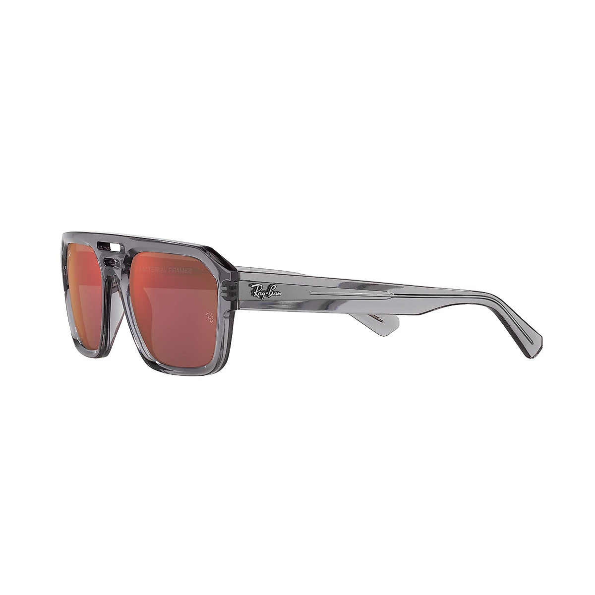 Ray-Ban RB4397 Corrigan Square Sunglasses, Transparent Grey/Dark Violet Mirrored Red, 54 mm