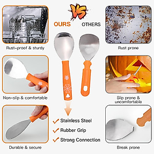 Pumpkin Carving Kit Tools Halloween, 10PCS Professional Heavy Duty Carving Set, Stainless Steel Double-side Sculpting Tool Carving Kit for Halloween Decoration Jack-O-Lanterns, Safe and Durable