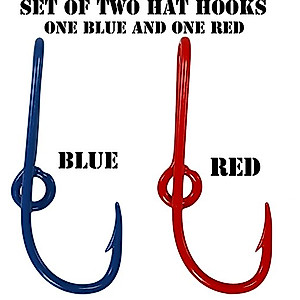 Eagle Claw Hat Fish Hook Set of Two Hat Hooks One Red Hat Hook and One Blue Hat Hook