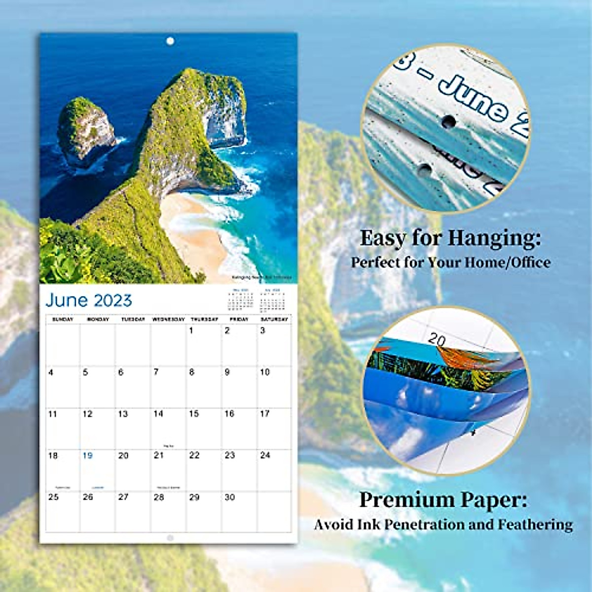 2023 Wall Calendar – Wall Calendar 2023-2024, 18 Months from Jan 2023 - Jun 2024, 12" x 24" (Open), 12" x 12" (Closed), 2023 Calendar with Daily Blocks, Perfect Calendar for Planning – Tropical Island