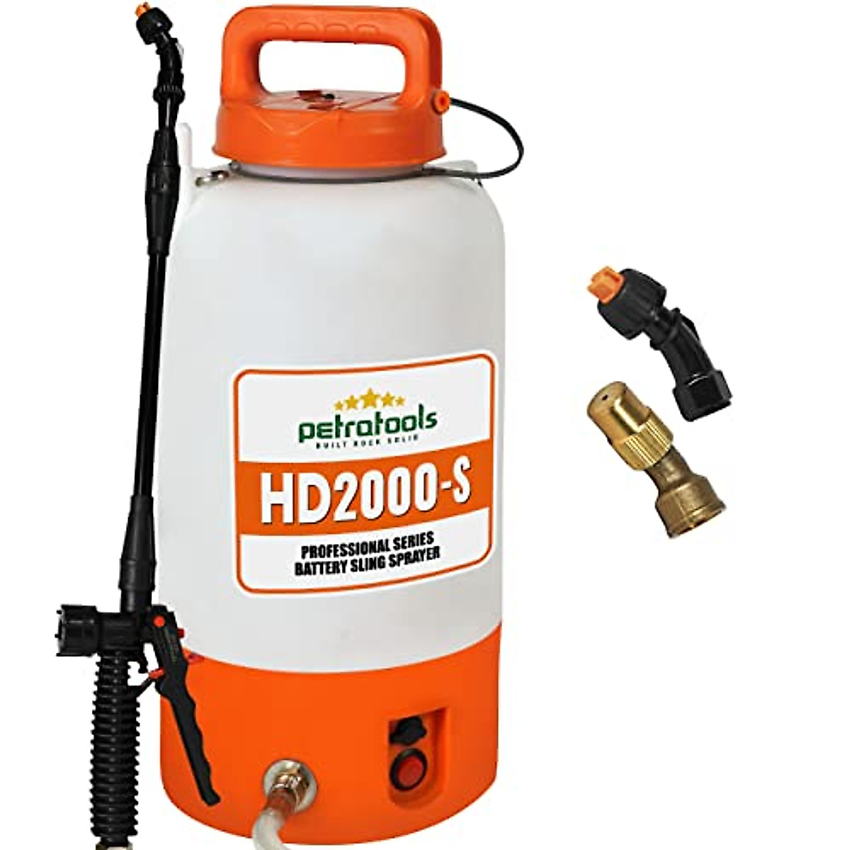 PetraTools Battery Powered Sprayer, Electric Sprayers in Lawn and Garden with Easy-to-Carry Strap, Weed Sprayer, Electric Sprayer & Yard Sprayer with Ultra Long-Lasting Battery Life (2 Gallons)