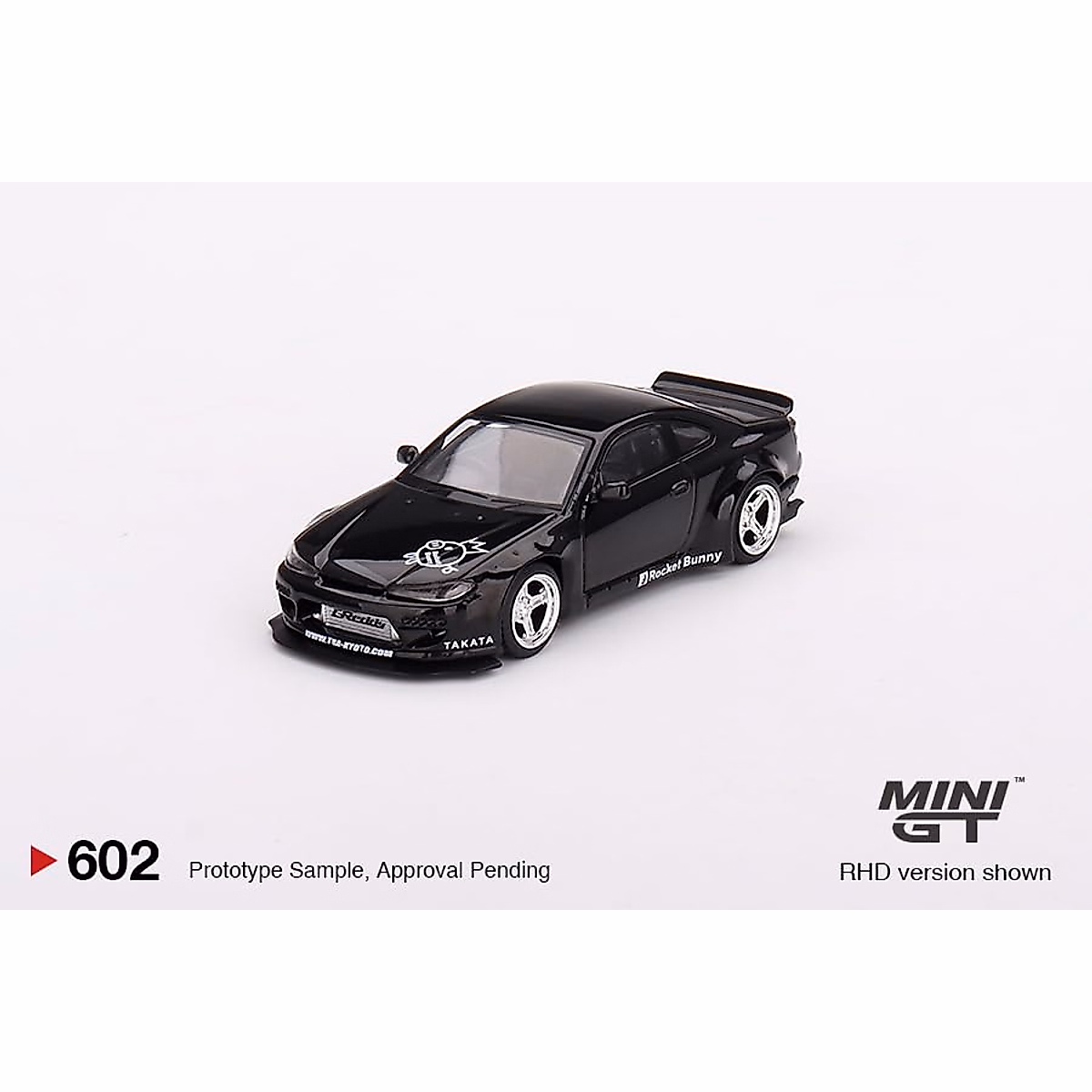 True Scale Miniatures Model Car Compatible with Nissan Silvia (S15) Rocket Bunny Black Pearl RHD Limited Edition 1/64 Diecast Model Car MGT00602
