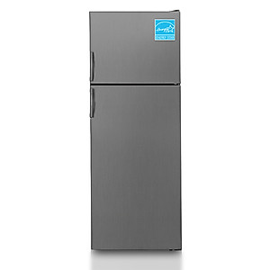 Equator Advanced Appliances 14.3 cu. ft. Freestanding Top Freezer Refrigerator Frost Free, Reversible Door, Energy Star (Europe) Stainless