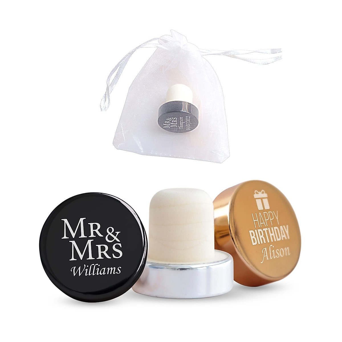 Custom wine bottle stopper for party favors, personalized engraved wedding gifts set, house warming gift new home, It's wine o clock, wedding favors for guest in bulk