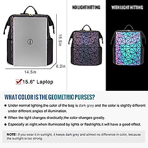 LOVEVOOK Geometric Luminous Laptop Backpack, 15.6-Inch Anti-Theft Laptop Bag Gift for Women Girls with USB Charging Port