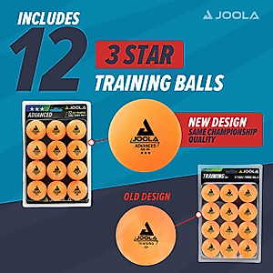 JOOLA Training 3 Star Table Tennis Balls 12, 60, or 120 Pack - 40+mm Regulation Bulk Ping Pong Balls for Competition and Recreational Play - Fun as a Cat Toy - Indoor and Outdoor Compatible