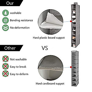 Hanging Shoe Shelves, 10 Shelves Hanging Shoe Organizer for Closet, Shoes Holder Storage Shelves, Shoe Storage Hanging Shoe Holder, Breathable No-Wover Fabric for Shoes, Closet and Baby Things, 2 pack