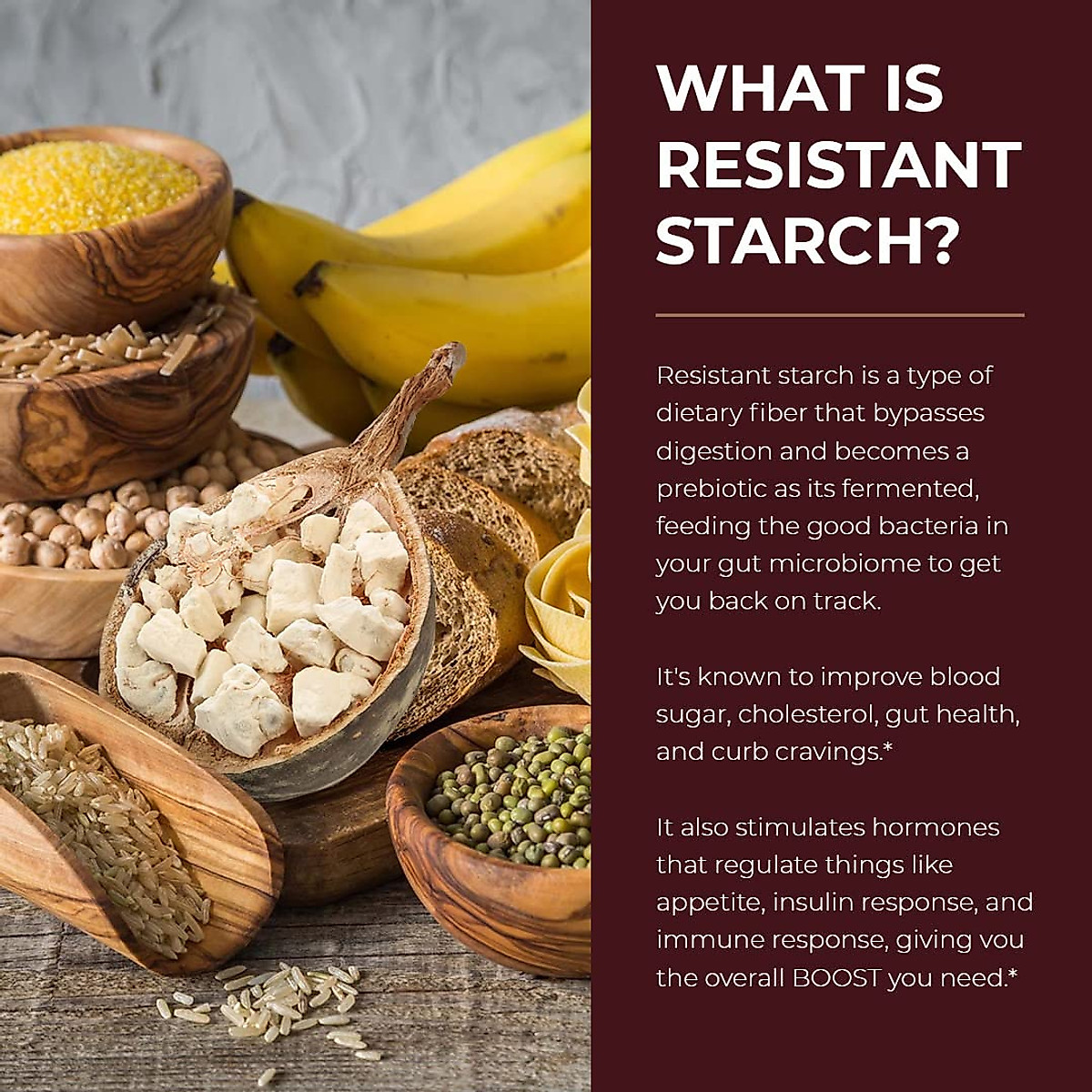 Boost Biome Fiber Supplement Organic Super Greens Powder – Supports Bloating Relief, Gut Health, Leaky Gut with Resistant Starch Powder - Green Banana Flour, Oat, Black Bean (30 Days, Chocolate)