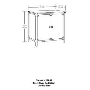 Sauder Steel River Library Base in Engineered Wood in Carbon Oak Finish