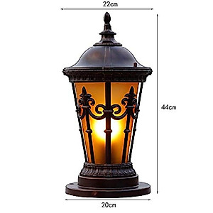 ZMY Industrial Glass Garden Courtyard Pillar Light Villa Home Decorative Waterproof Column Lantern Aluminum Metal Post Lighting Vintage Outdoor Retro Pathway Fixture E27 Edison